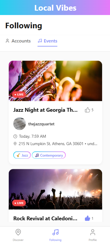 Local Vibes - Discover Live Music Around You